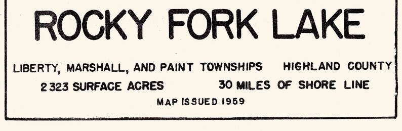1959 Map of Rocky Fork Lake Highland County Ohio - Etsy
