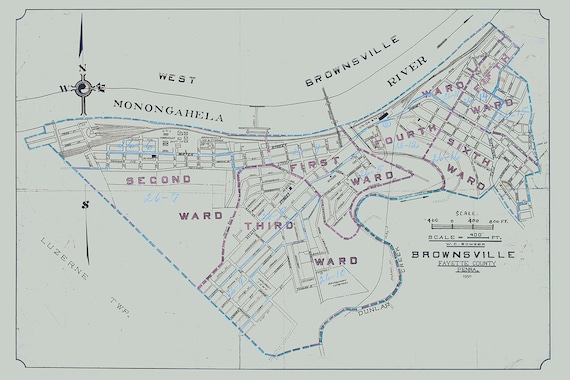 1950 Map of Brownsville Fayette County Pennsylvania - Etsy