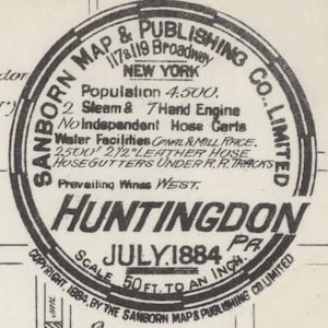 1884 Town Map of Huntingdon County Pennsylvania - Etsy