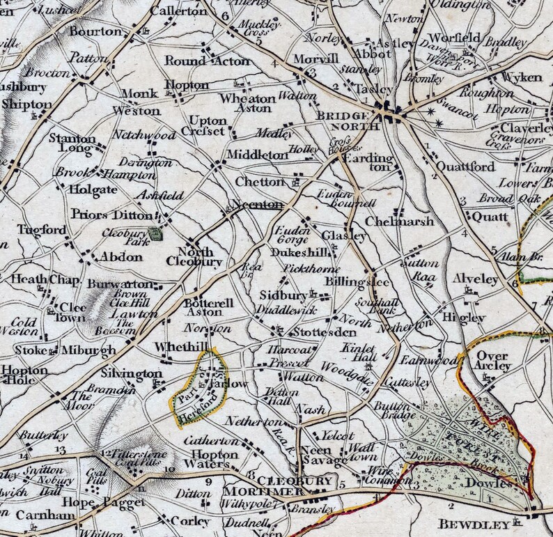 1793 Map of Shropshire County England - Shrewsbury Hopton - Etsy
