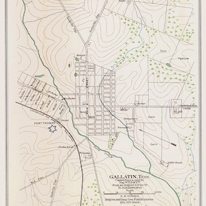 1895 Map of Gallatin Sumner County Tennessee - Etsy
