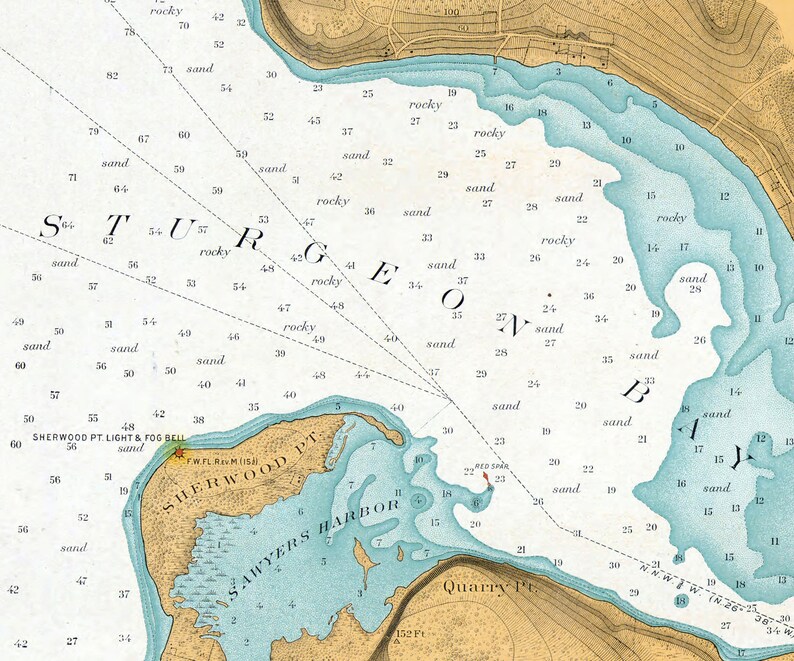 1904 Nautical Chart Map of Sturgeon Bay Canal and Harbor - Etsy