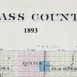 1893 Map of Cass County North Dakota - Etsy