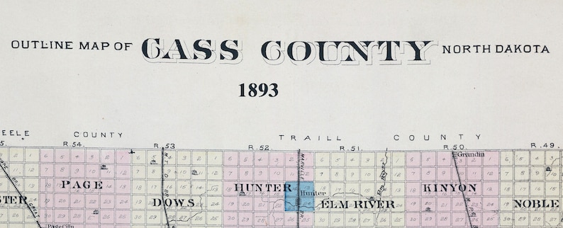 1893 Map of Cass County North Dakota - Etsy