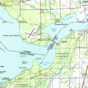 1985 Map of Whitefish Bay Lake Superior Michigan - Etsy