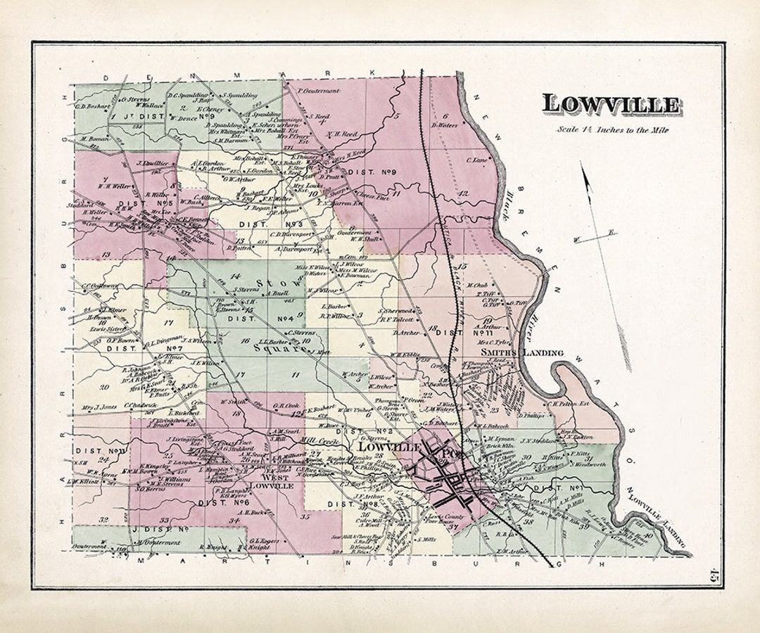 1875 Map of Lowville Township Lewis County New York - Etsy