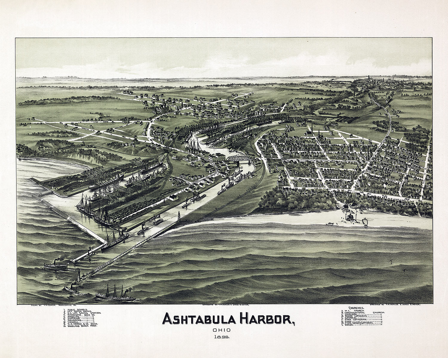 1896 Panoramic Map of Ashtabula Harbor Ohio - Etsy