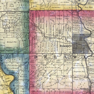 1849 Farm Line Map of Delaware County Ohio Scioto River - Etsy