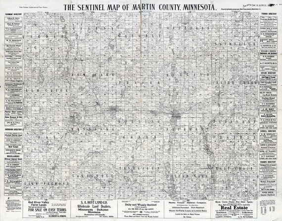 1901 Farm Line Map of Martin County Minnesota - Etsy