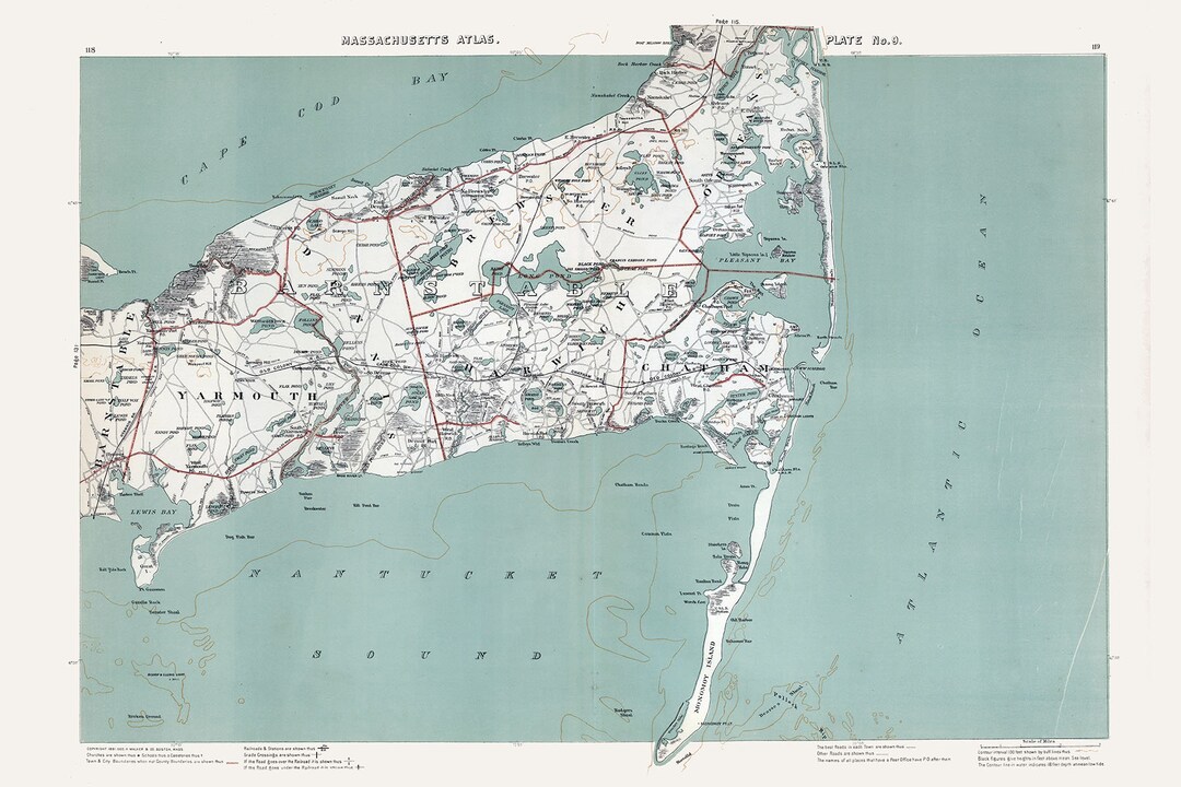 1891 Map of Barnstable County Massachusetts Nantucket Sound - Etsy