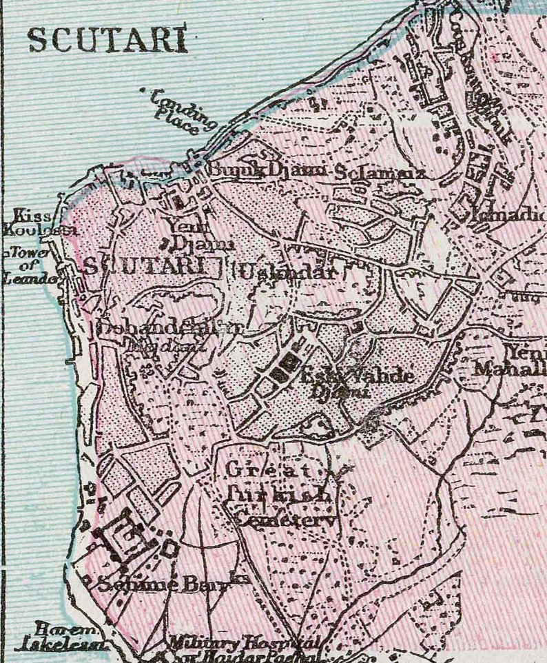 1900 Map of Constantinople Scutari the Golden Horn - Etsy