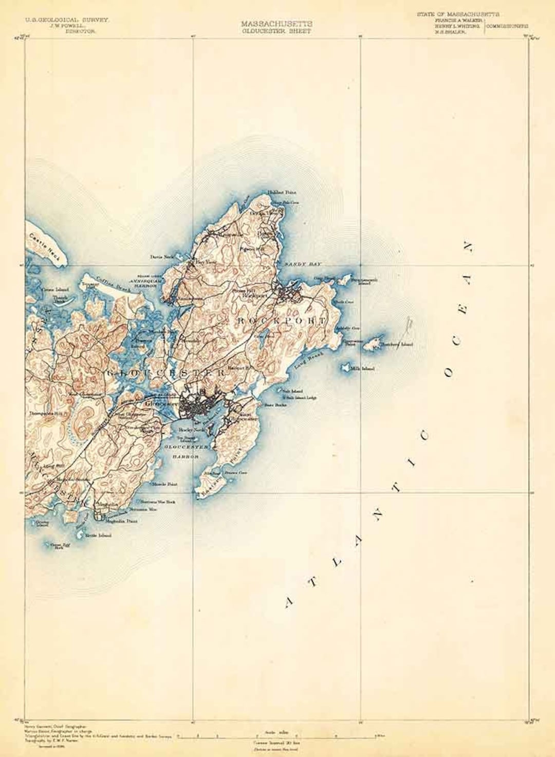 1888 Topo Map of Gloucester Massachusetts Quadrangle - Etsy