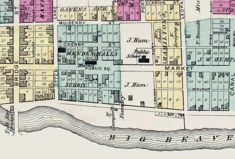 1877 Town Map of Bridgewater Borough Beaver County Pa - Etsy