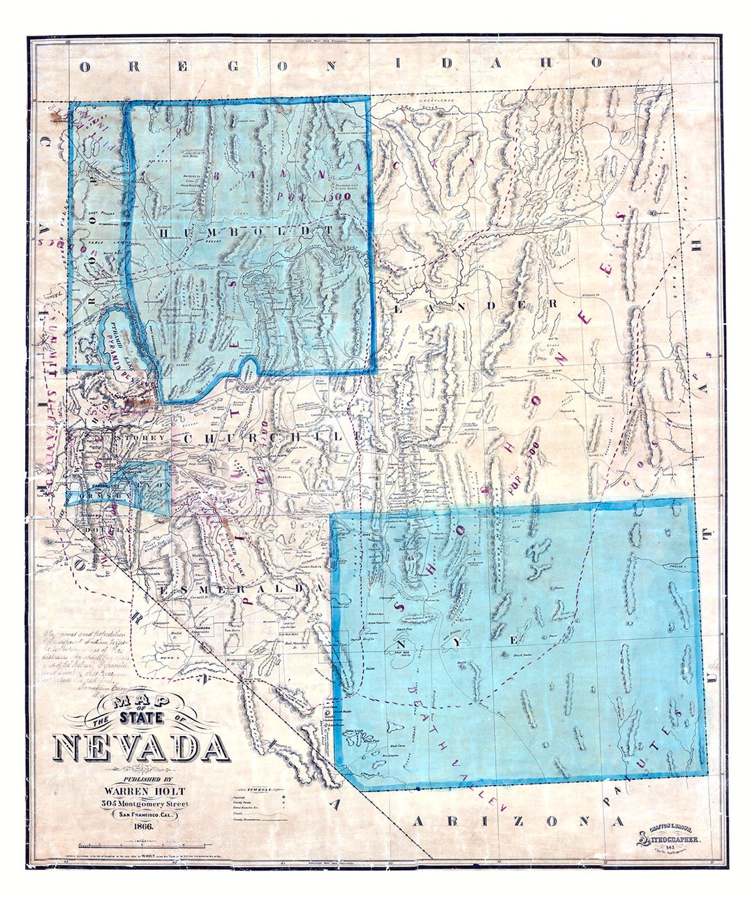 1866 Map of Nevada - Etsy