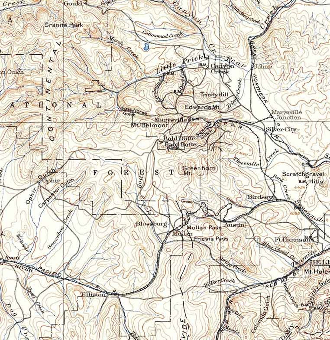 1899 Topo Map of Helena Montana Helena Deerlodge National - Etsy