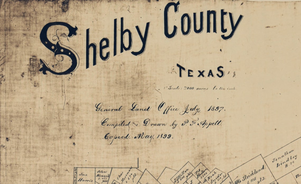 1897 Farm Line Map of Shelby County Texas - Etsy