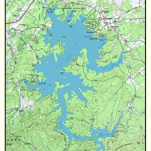 1988 Map of Blue Ridge Lake Georgia - Etsy