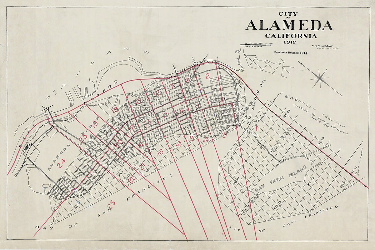 1912 Mapa de Alameda California | Etsy