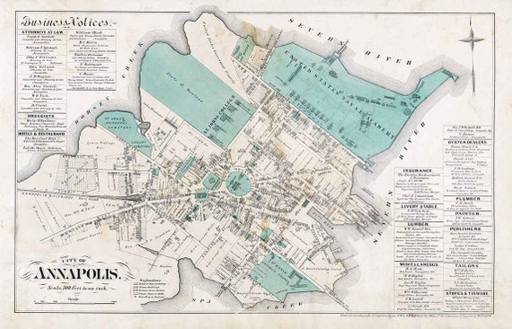 1878 Map of Annapolis Maryland | Etsy