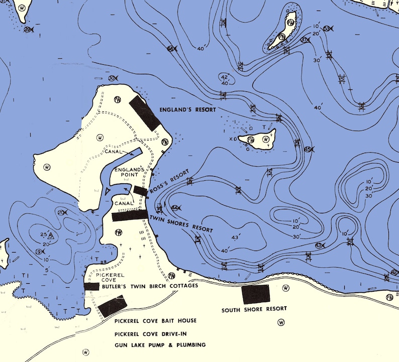 1940 Map of Gun Lake Barry County and Allegan County Michigan - Etsy