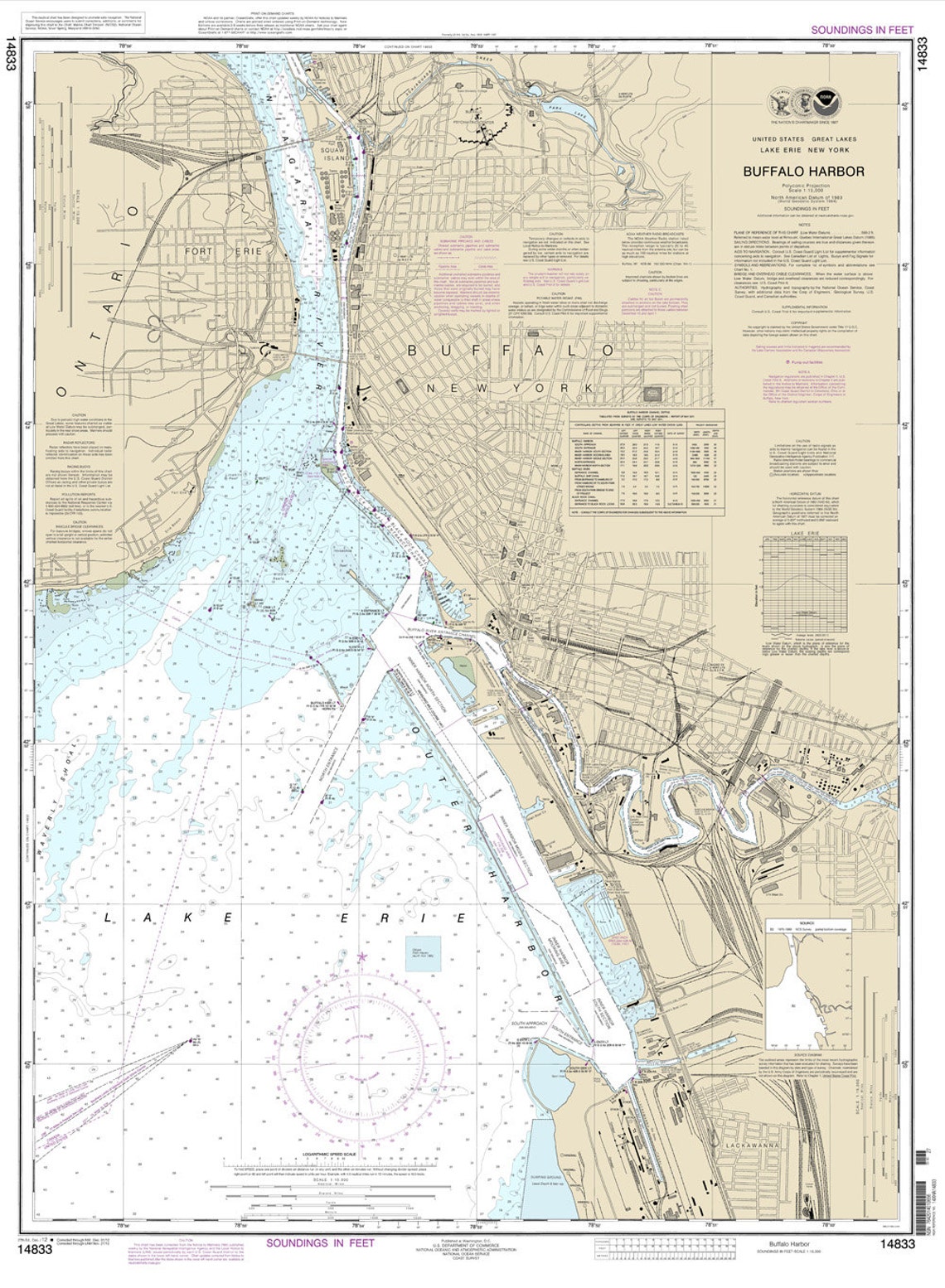 2012 Nautical Map of Buffalo Harbor New York Lake Erie - Etsy