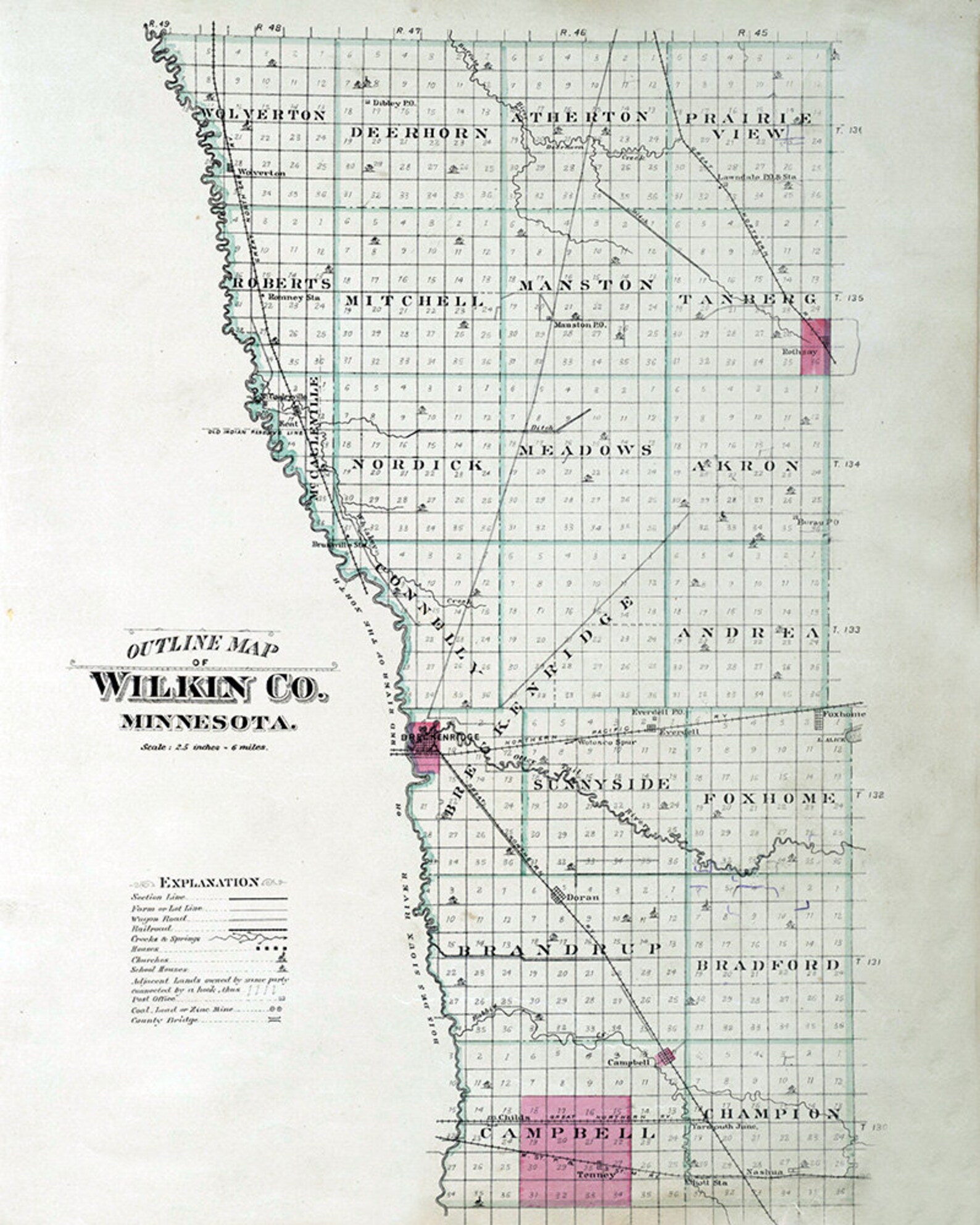 1903 Map of Wilkin County Minnesota - Etsy
