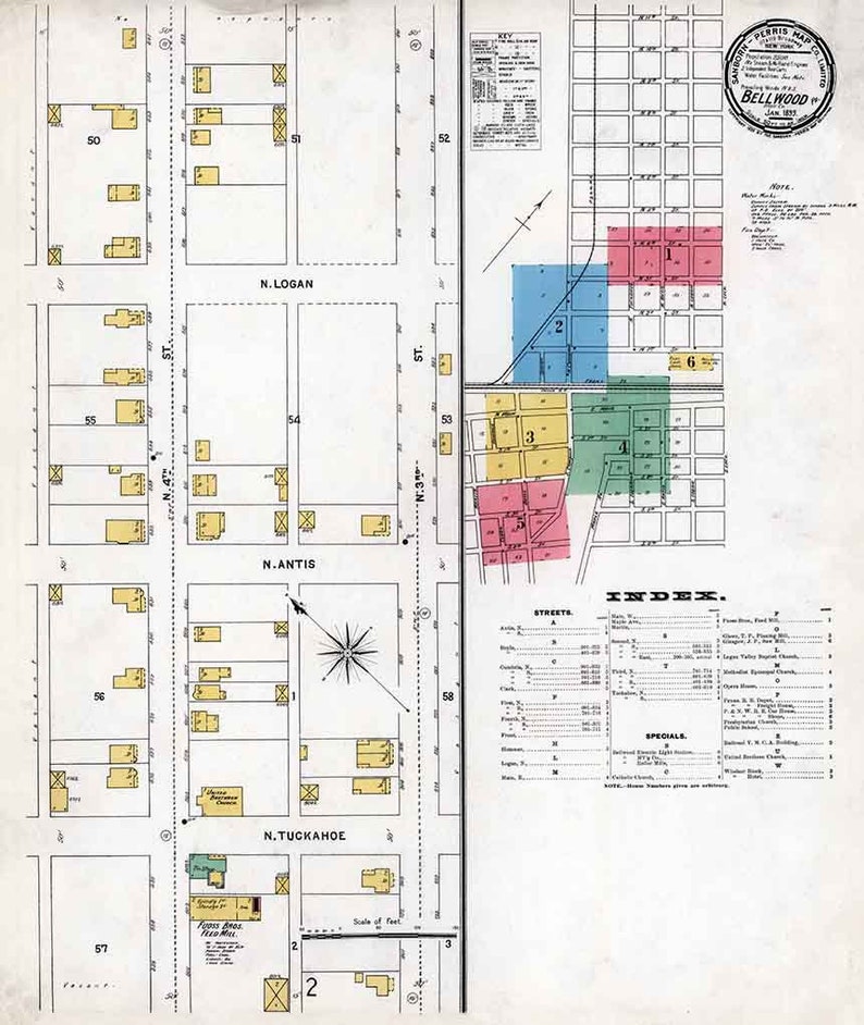 1899 Sanborn Map of Bellwood Blair County Pennsylvania - Etsy