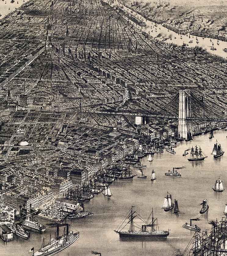 1886 Panoramic Map of New York City - Etsy