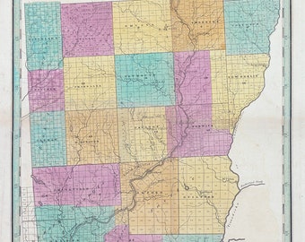 1912 Large Chenango County NY Map, New York County, Original Antique ...