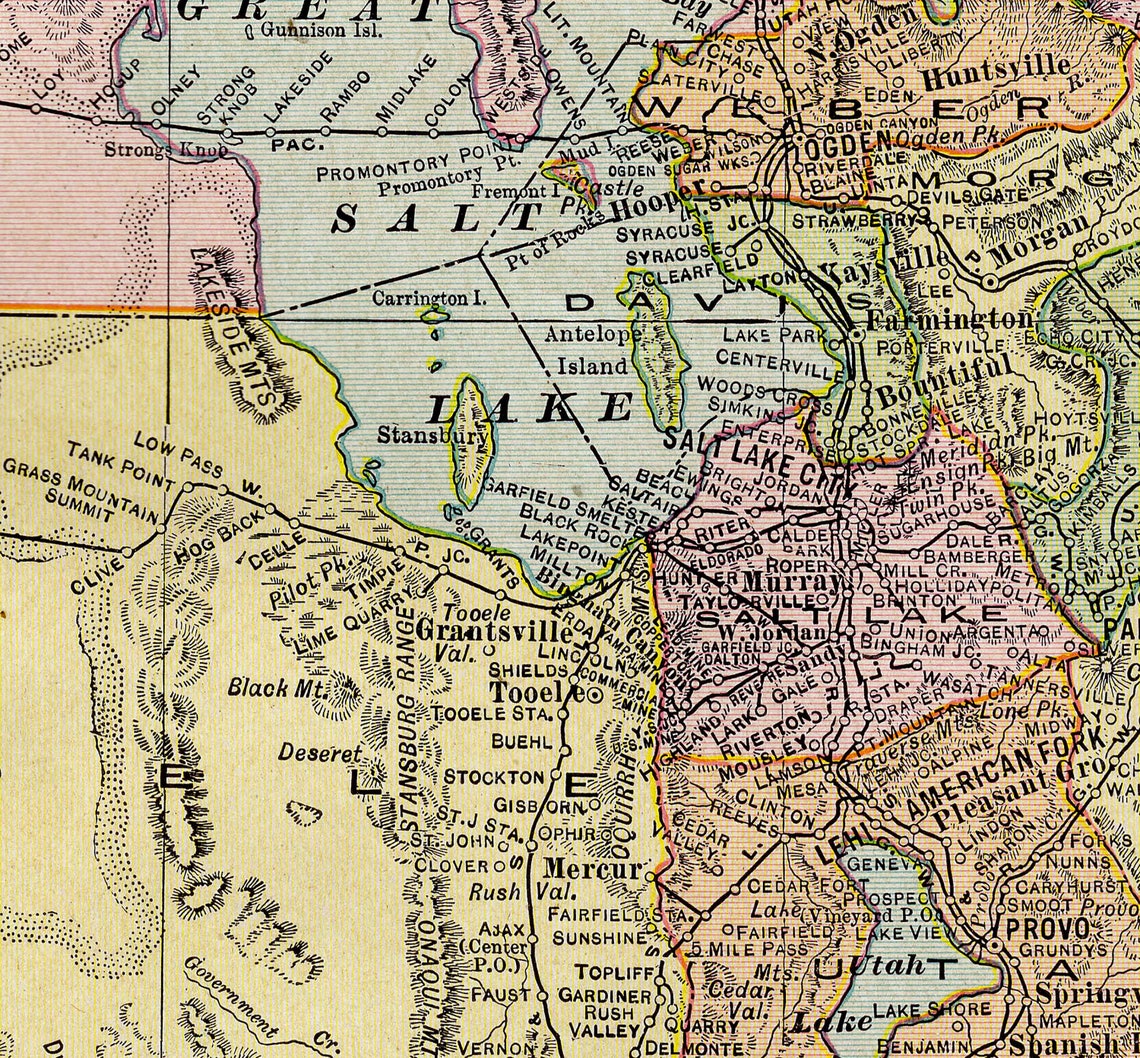 1800s County Map of Utah - Etsy