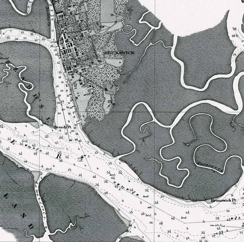 1976 Nautical Map of St Simons Sound Brunswick Harbor Turtle River ...