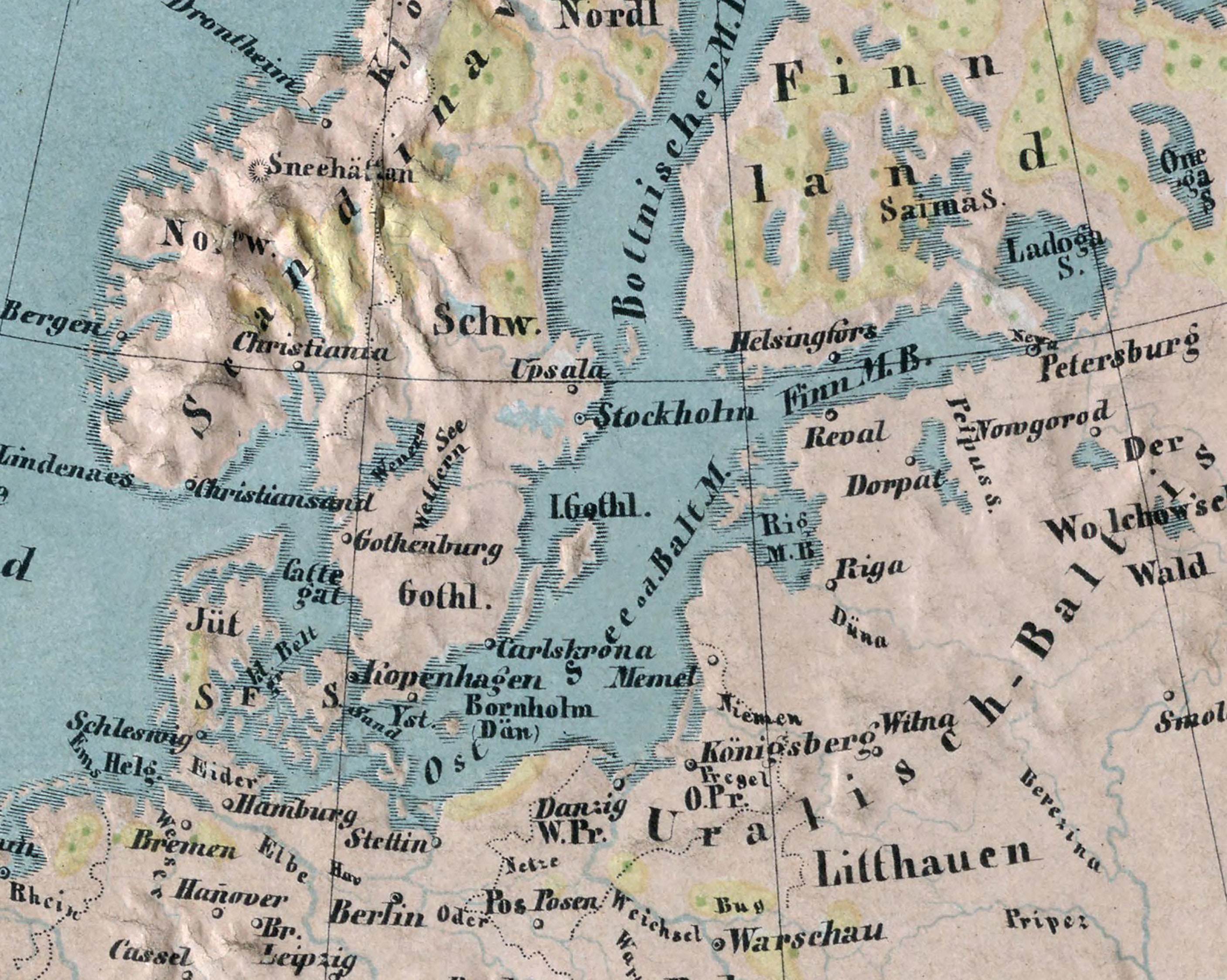 1864 Relief Map of Europe - Etsy