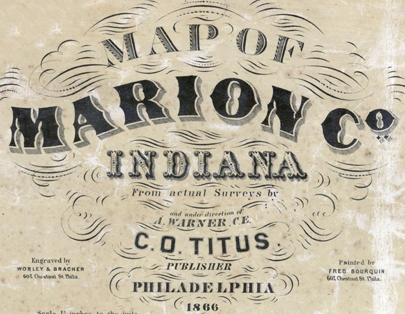 1866 Farm Line Map of Marion County Indiana Indianapolis - Etsy