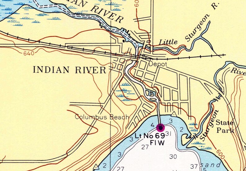1960 Nautical Map of Burt Lake Michigan - Etsy Canada
