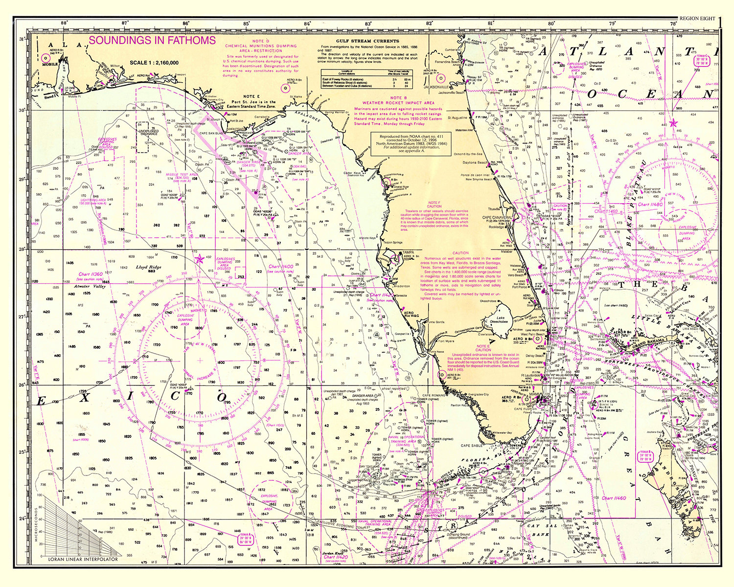 1996 Mapa de la Carta Náutica de la Península de Florida - Etsy México