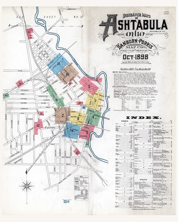 Mapa Imprimible De Ashtabula, Ohio