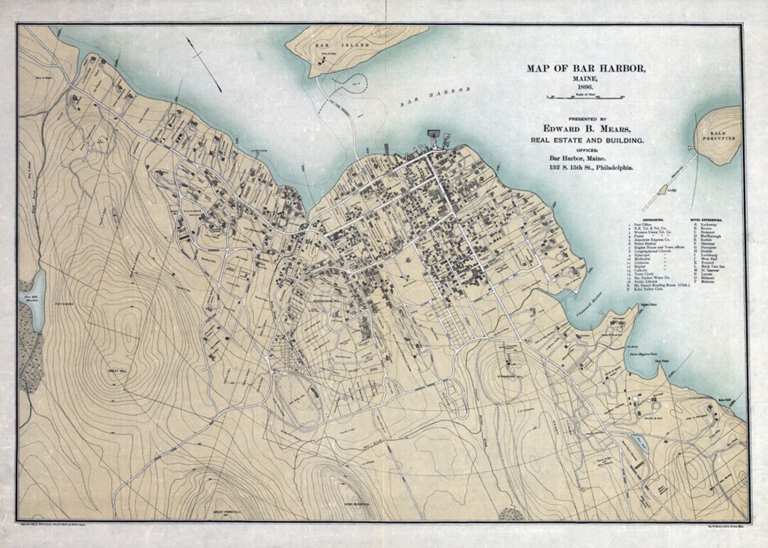 1896 Map of Bar Harbor Maine - Etsy