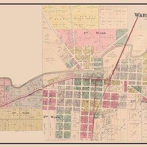 1880 Map of Wapakoneta Auglaize County Ohio - Etsy