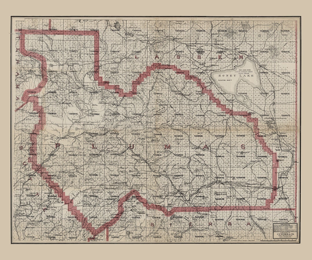 1914 Map of Plumas County California - Etsy