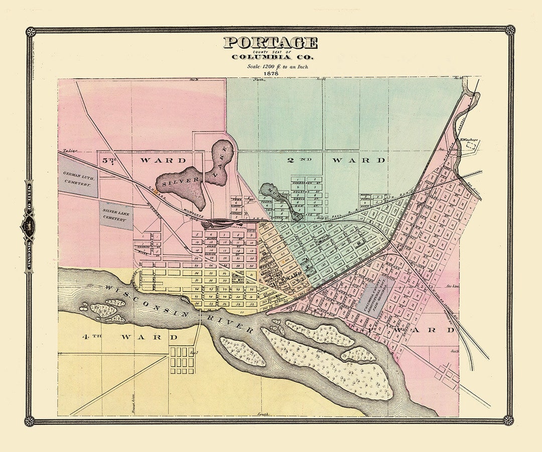 1878 Map of Portage Columbia County Wisconsin - Etsy