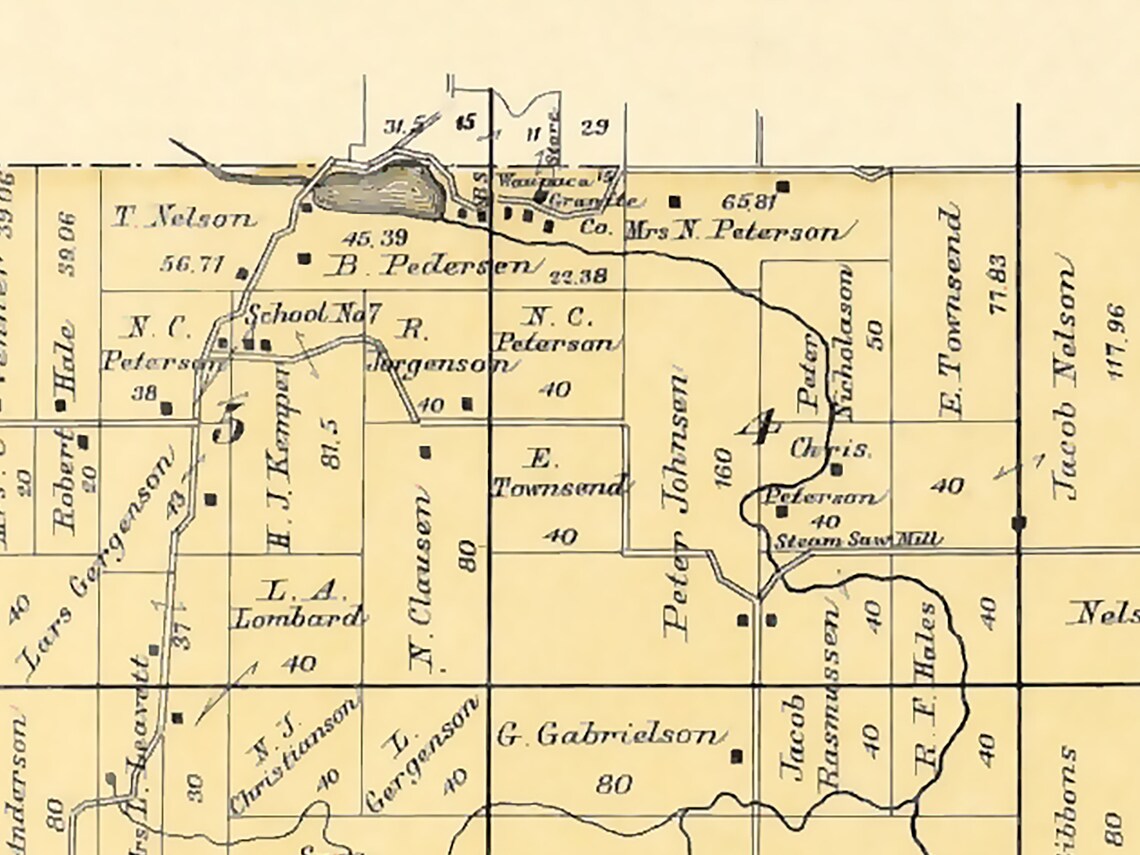 1889 Map of Waupaca Township Waupaca County Wisconsin - Etsy