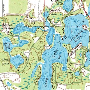 1988 Map of Chain O Lakes Waupaca County Wisconsin - Etsy