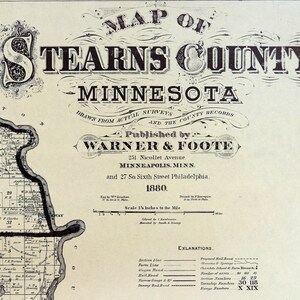 1880 Farm Line Map of Stearns County Minnesota - Etsy