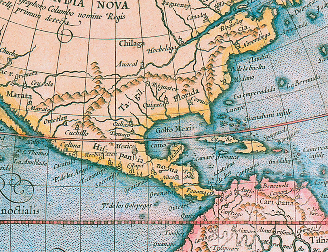 1637 Map of the World | Etsy