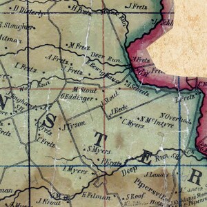 1850 Map of Bedminster Township Bucks County Pennsylvania - Etsy