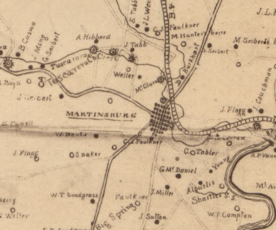 1847 Map of Berkeley County Virginia Fort Frederick Martinsburg ...