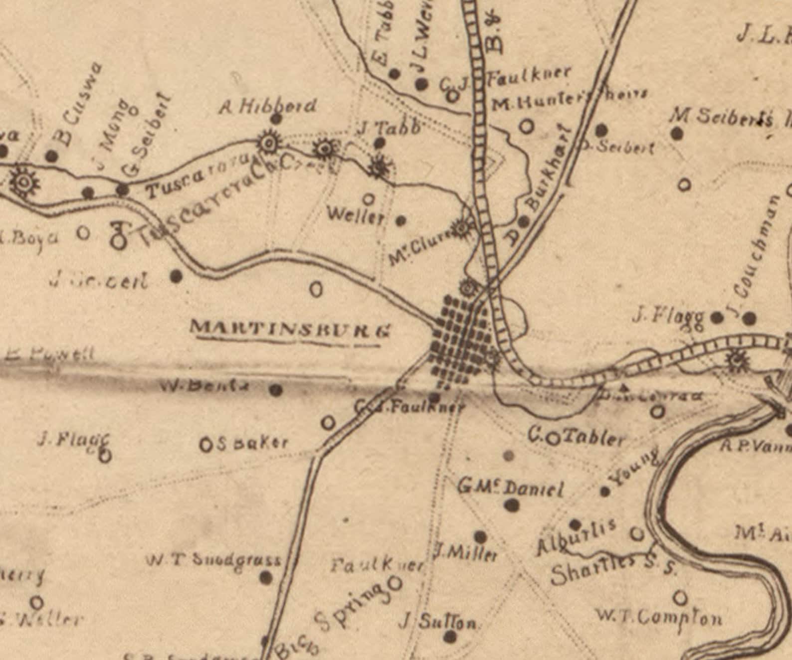 1847 Map of Berkeley County Virginia Fort Frederick Martinsburg ...