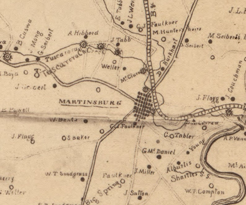 1847 Map of Berkeley County Virginia Fort Frederick Martinsburg ...