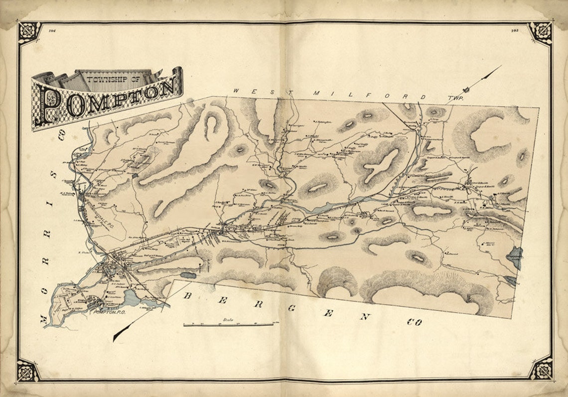1877 Map of Pompton Township Passaic County New Jersey - Etsy