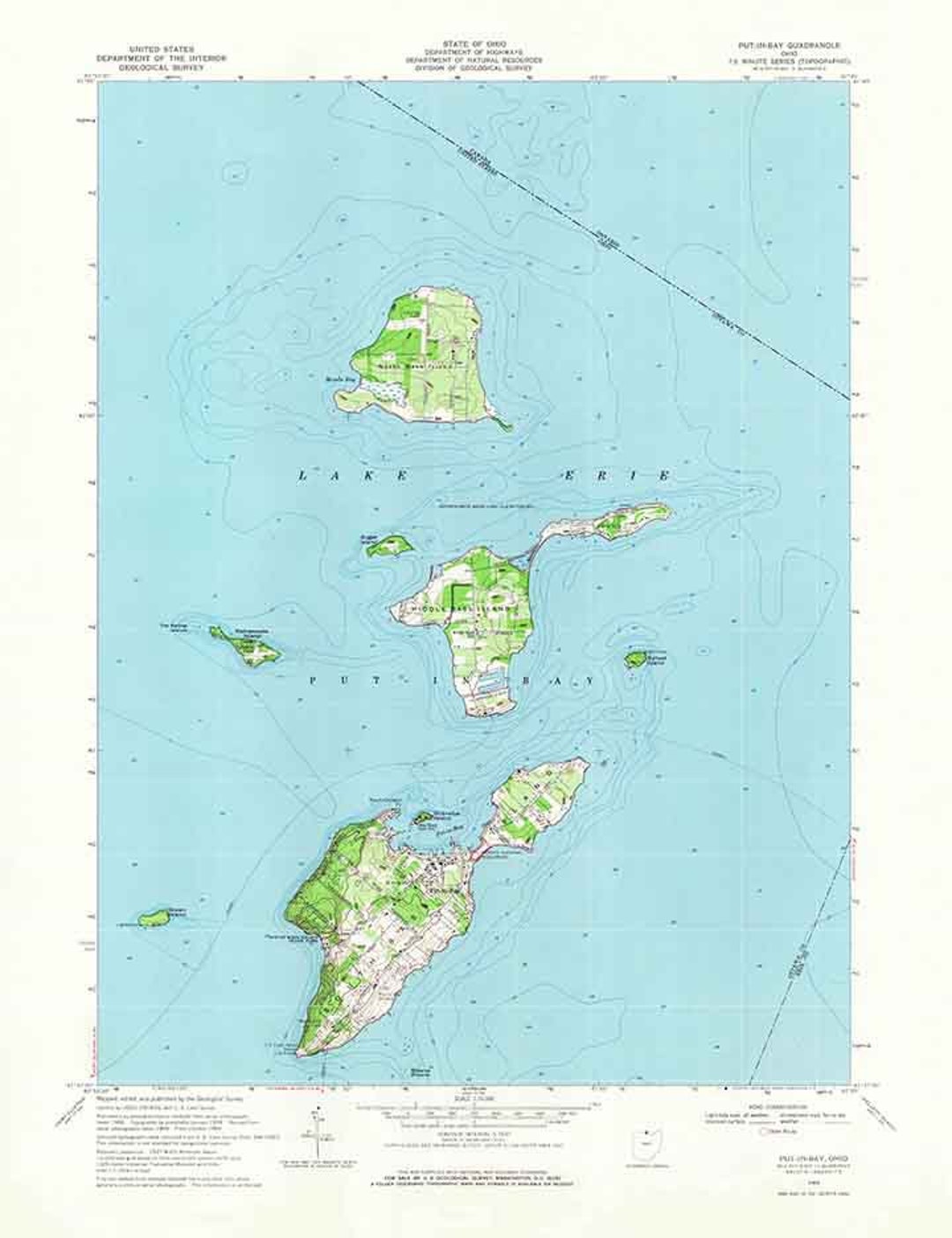 1969 Topo Map of Put in Bay Islands Lake Erie - Etsy